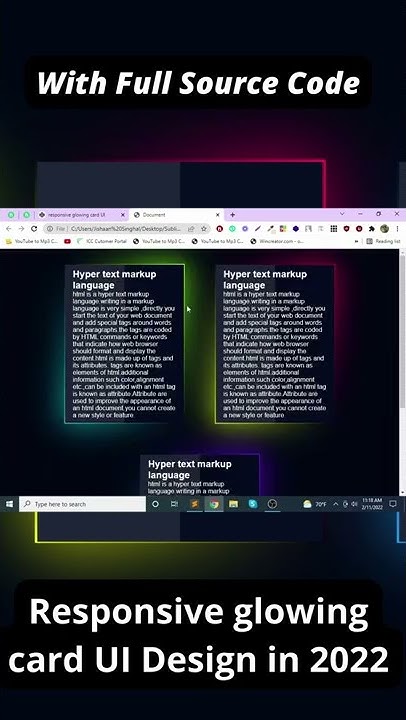 Responsive glowing card UI Design with html and css in 2022 + full source code by jishaansinghal ...