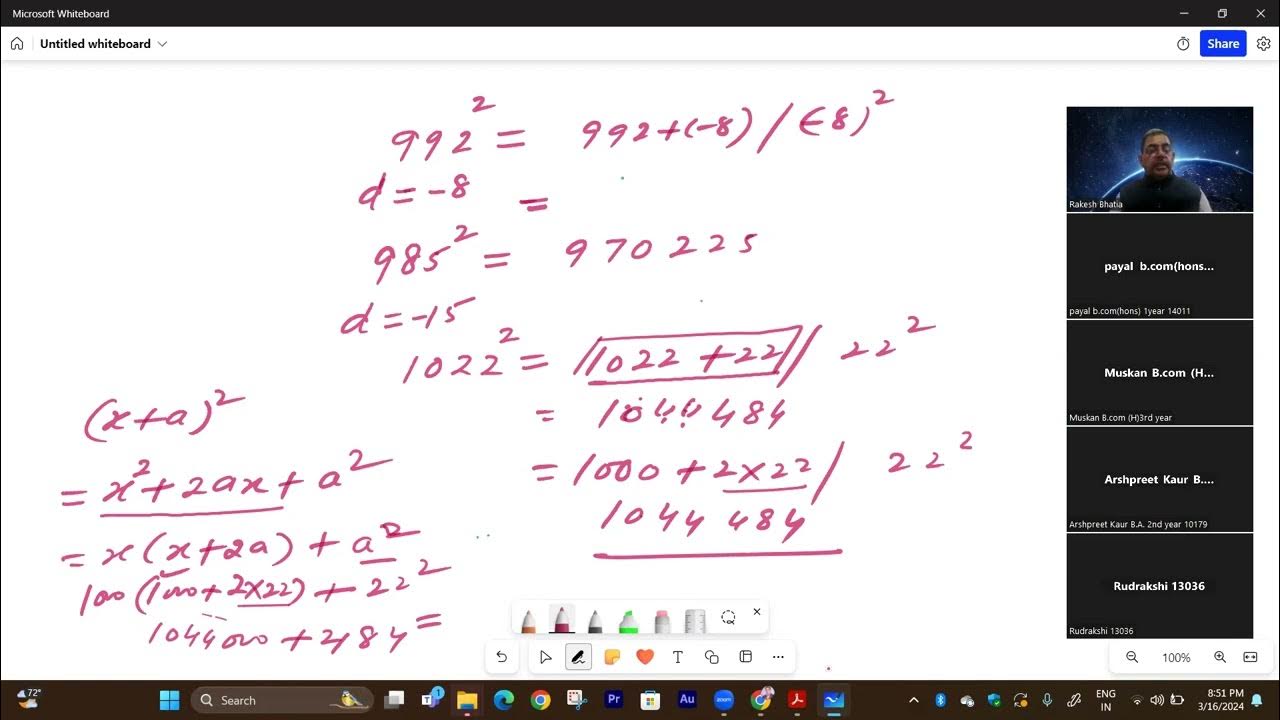 Fast Squaring using sutra Nikhilam by Dr. Rakesh Bhatia - YouTube