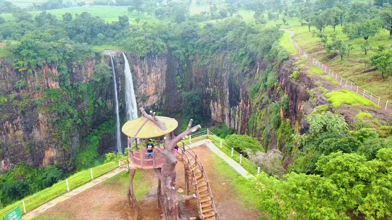 2K drone shots of Sitakhai point Waterfall Toranmal Hillstation ...