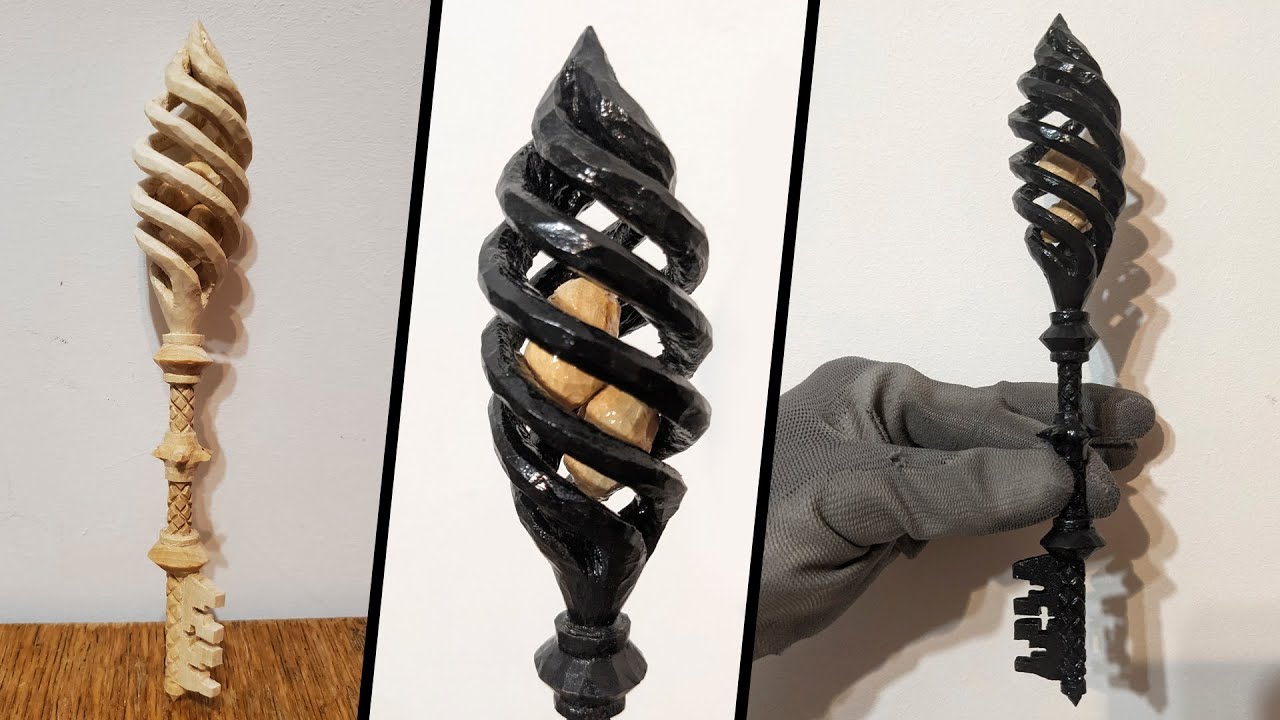 Wood carving. Spiral key (birch) / Різьба по дереву. Спіральний ключ ...
