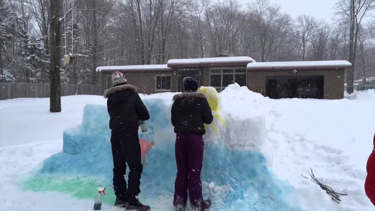 Painting on Snow Canvas with Food Coloring - YouTube