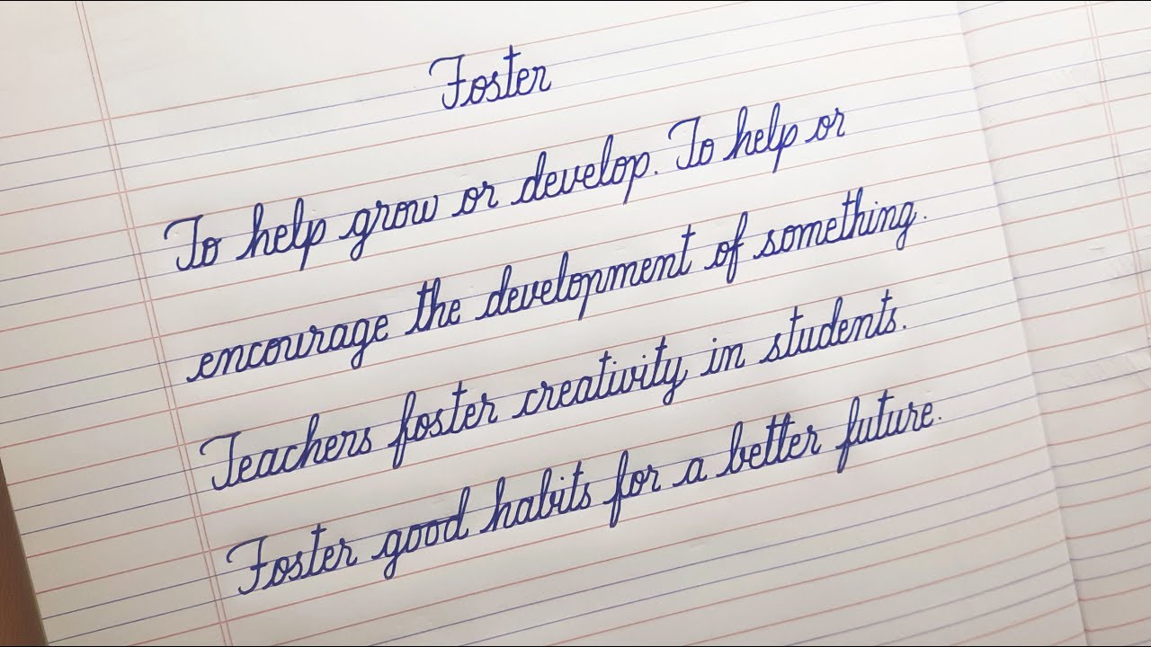 CURSIVE WRITING #1 Word of the Day - Foster in Cursive Handwriting ...