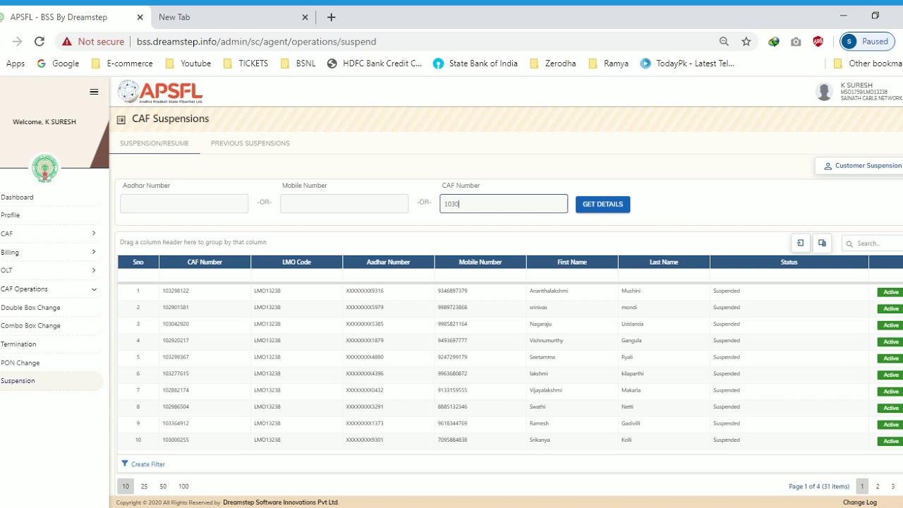 How to suspend and Resume CAF Connection through WebPortal - YouTube