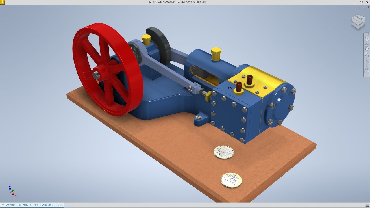 AUTODESK INVENTOR MAQUETA DE UNA MÁQUINA DE VAPOR HORIZONTAL SIN ...