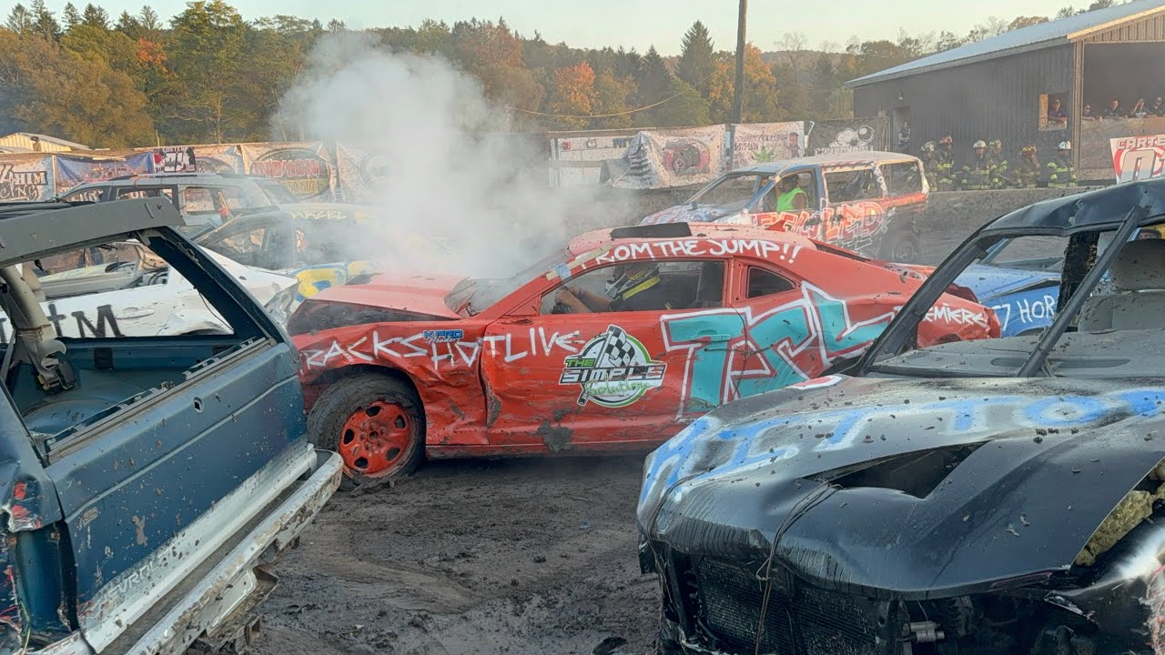 Sanfilippo Smash 7 MWFA Class Demolition Derby Track Side 10-1-23 - YouTube