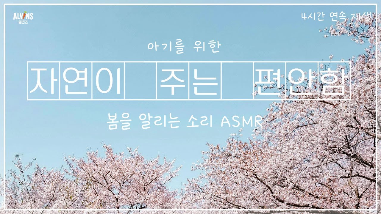 엘빈즈와 잠😴 우리 아기 깊은 잠 자는🌙 백색소음 ‘봄을 알리는 소리 포근한 수면asmr 🎼 4시간 연속재생 엘빈즈