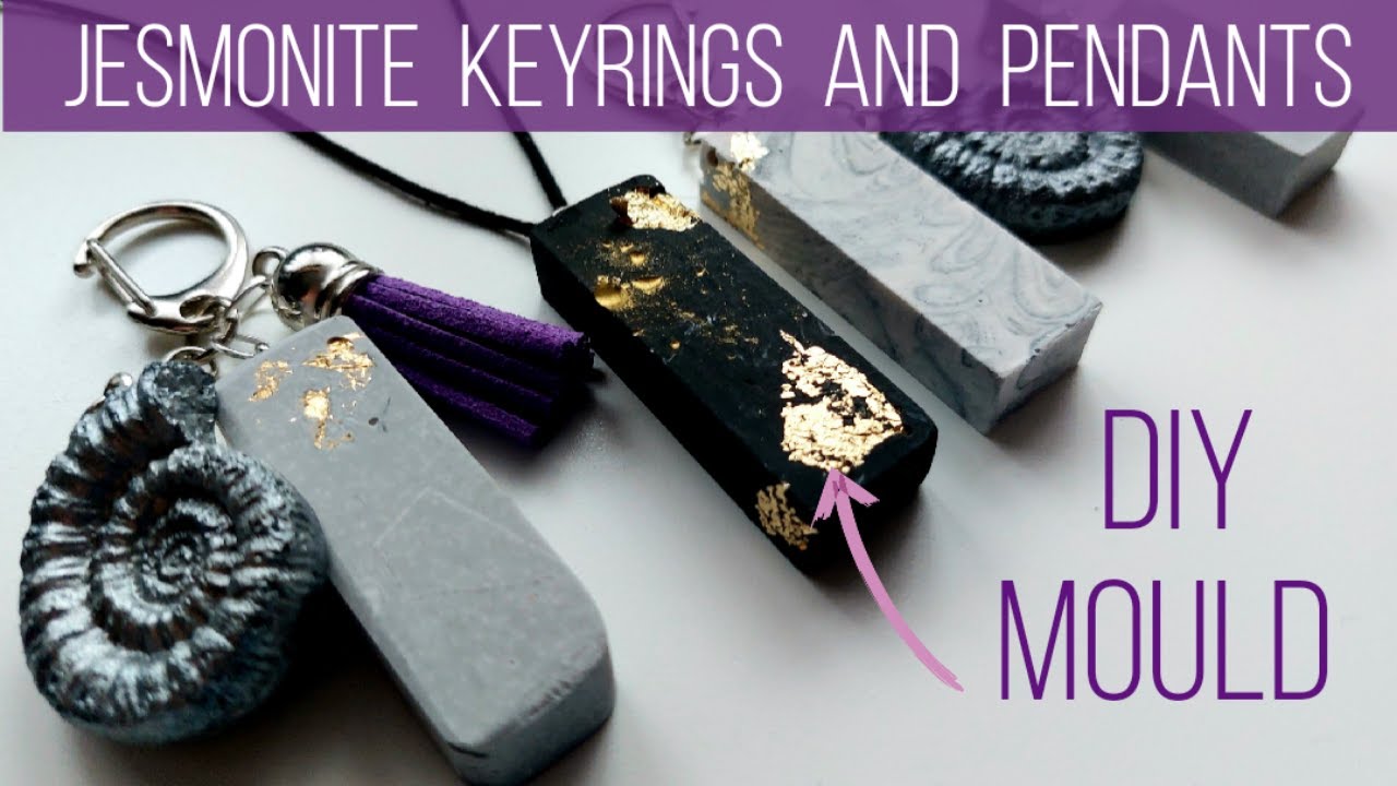 Jesmonite Keyrings and Pendants using my DIY Silicone Mould - YouTube