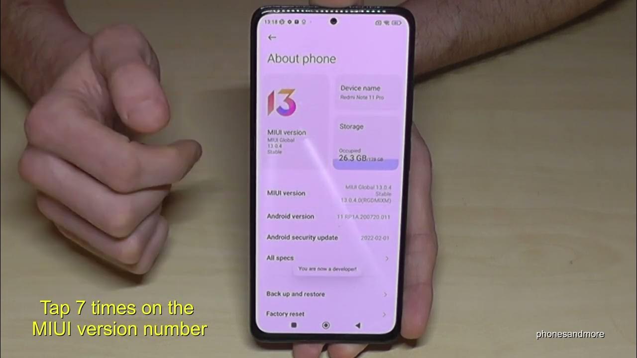 Redmi Note 11 Pro (5G): How to enable the Developer Options? for USB Debugging etc. - YouTube
