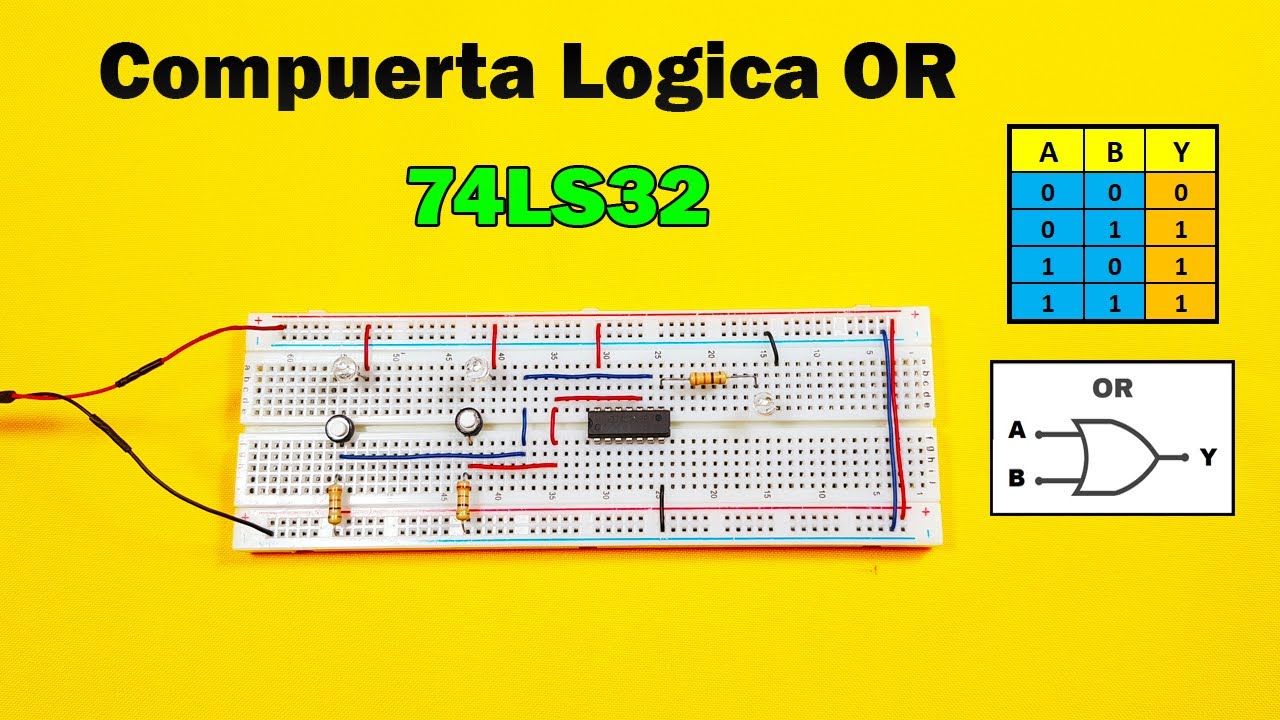 Electrónica digital básica, compuerta lógica OR, CI 74LS32 - YouTube