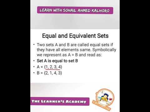 Equal and equivalent set |Types of sets | finite sets | infinite sets #mathematics - YouTube