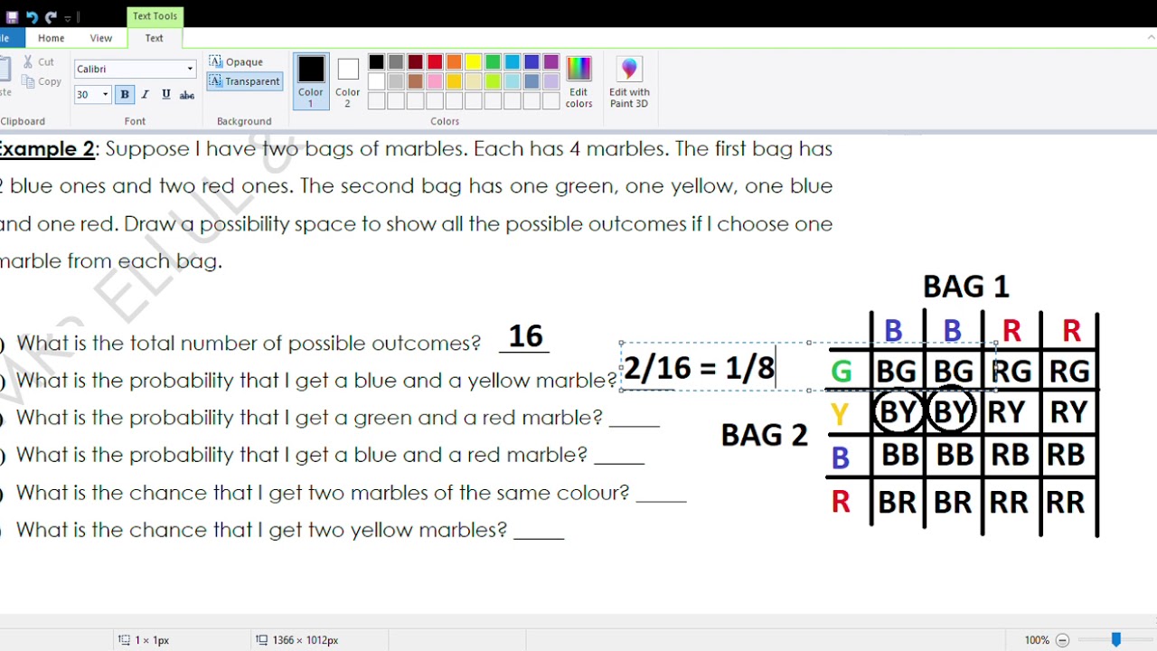 Probability (Using Possibility Space Diagrams) explained in Maltese ...