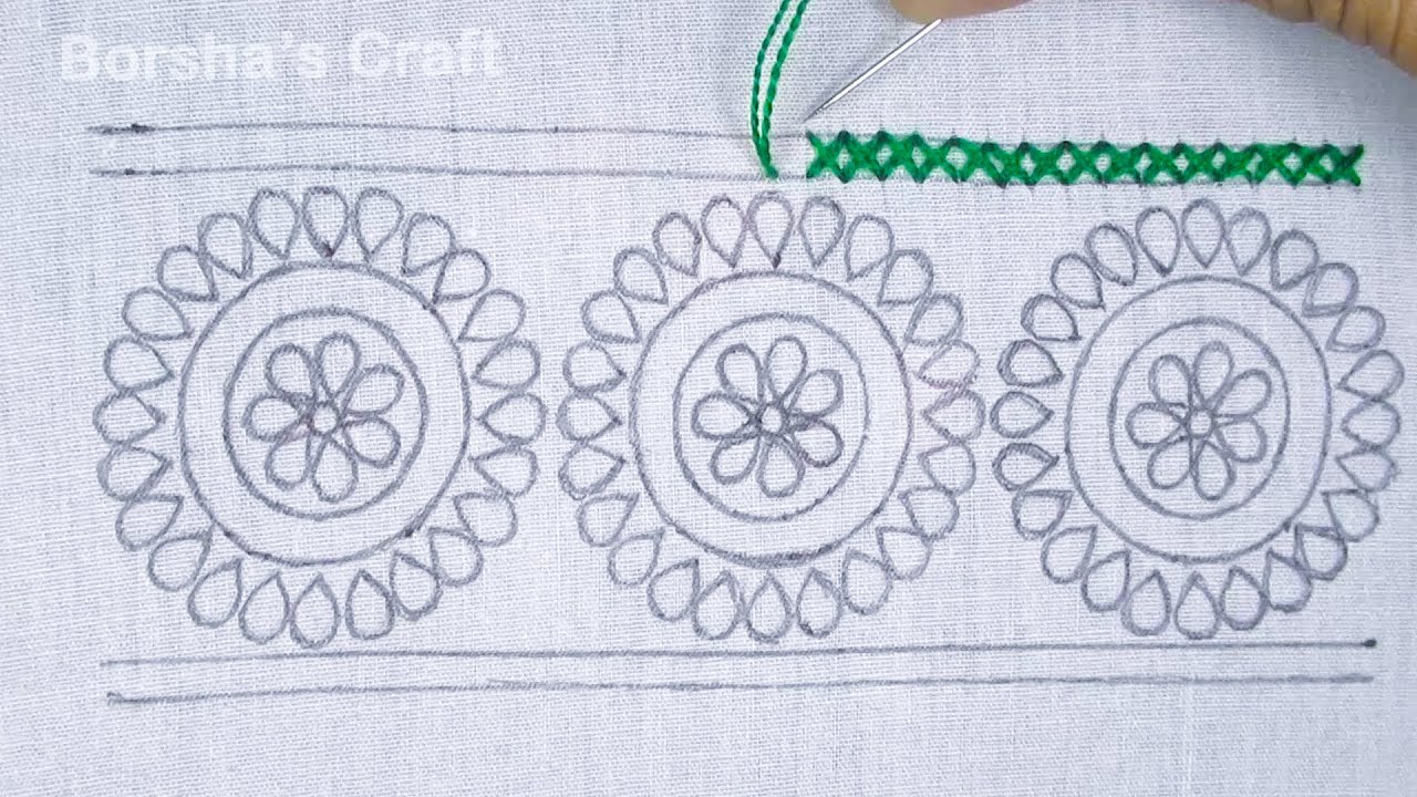 Beautiful Hand Embroidery Design, Borderline Embroidery With Pearl ...