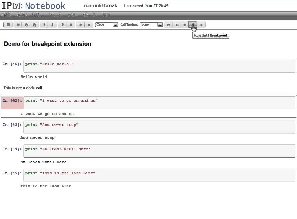 iPython notebook breakpoint extension demo - YouTube