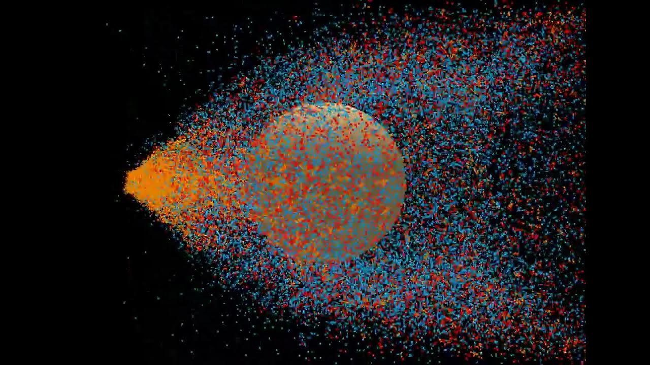 4K video, simulation SPH 50 K. Turbulences study of fluid density ...
