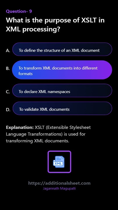 What is the purpose of XSLT in XML processing #xml - YouTube