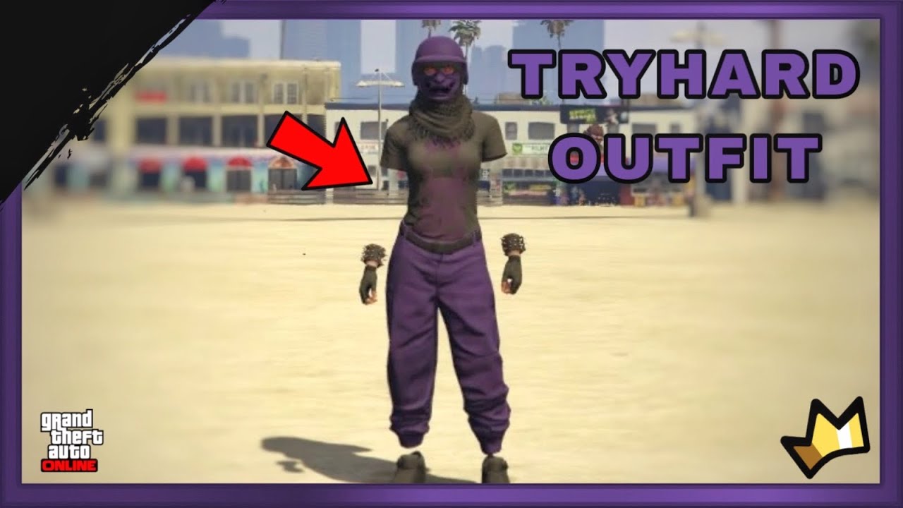 GTA 5 ONLINE - TRYHARD FEMALE INVISIBLE ARMS GLITCH WITH PURPLE JOGGERS ...