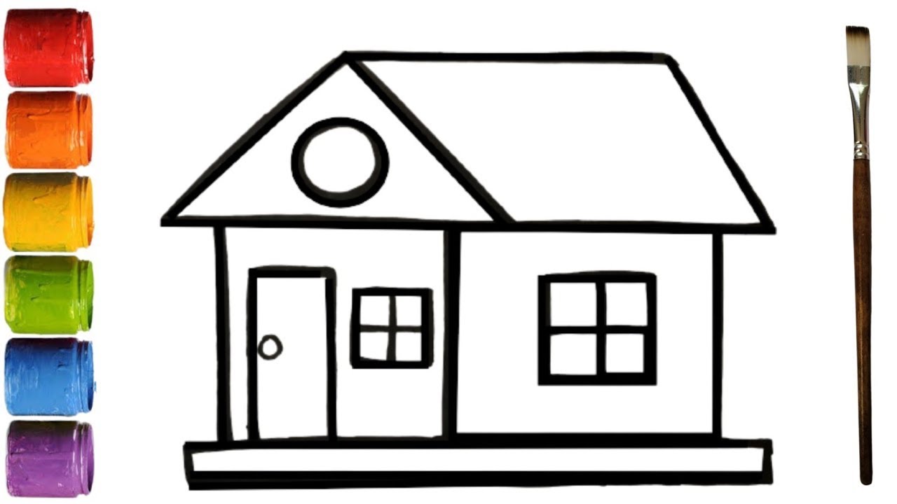 Home drawing | step by step drawing for kids and toldders - YouTube