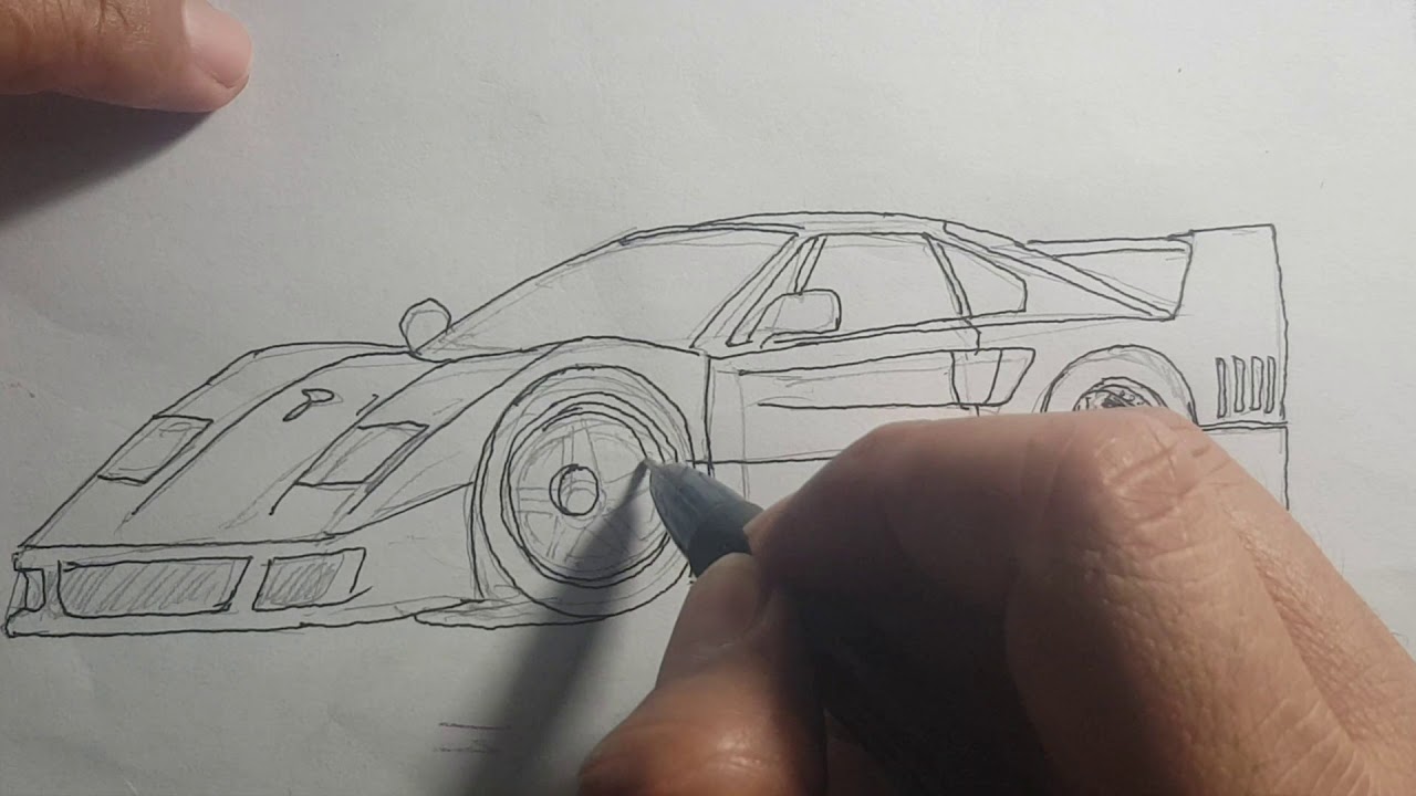 Quick drawing a Ferrari F40 (pen) - YouTube