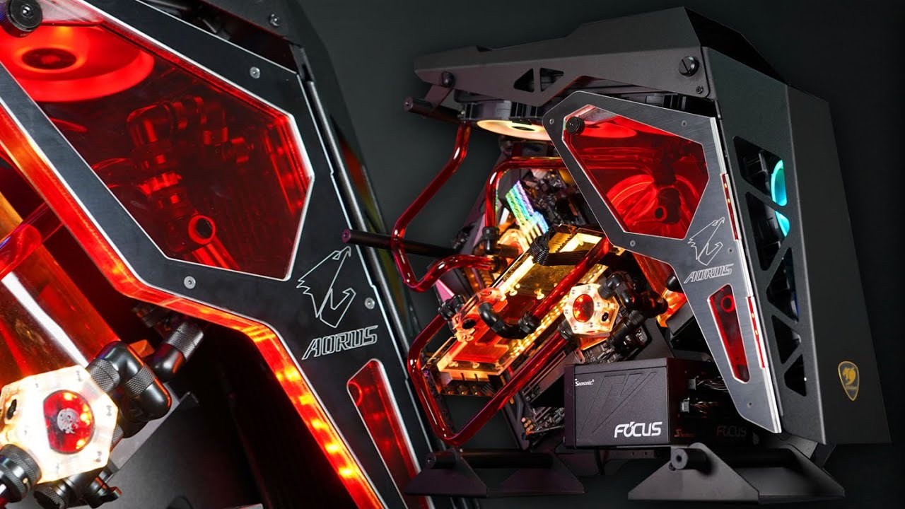 $5000 COUGAR CONQUER Custom Water cooled PC Build - YouTube