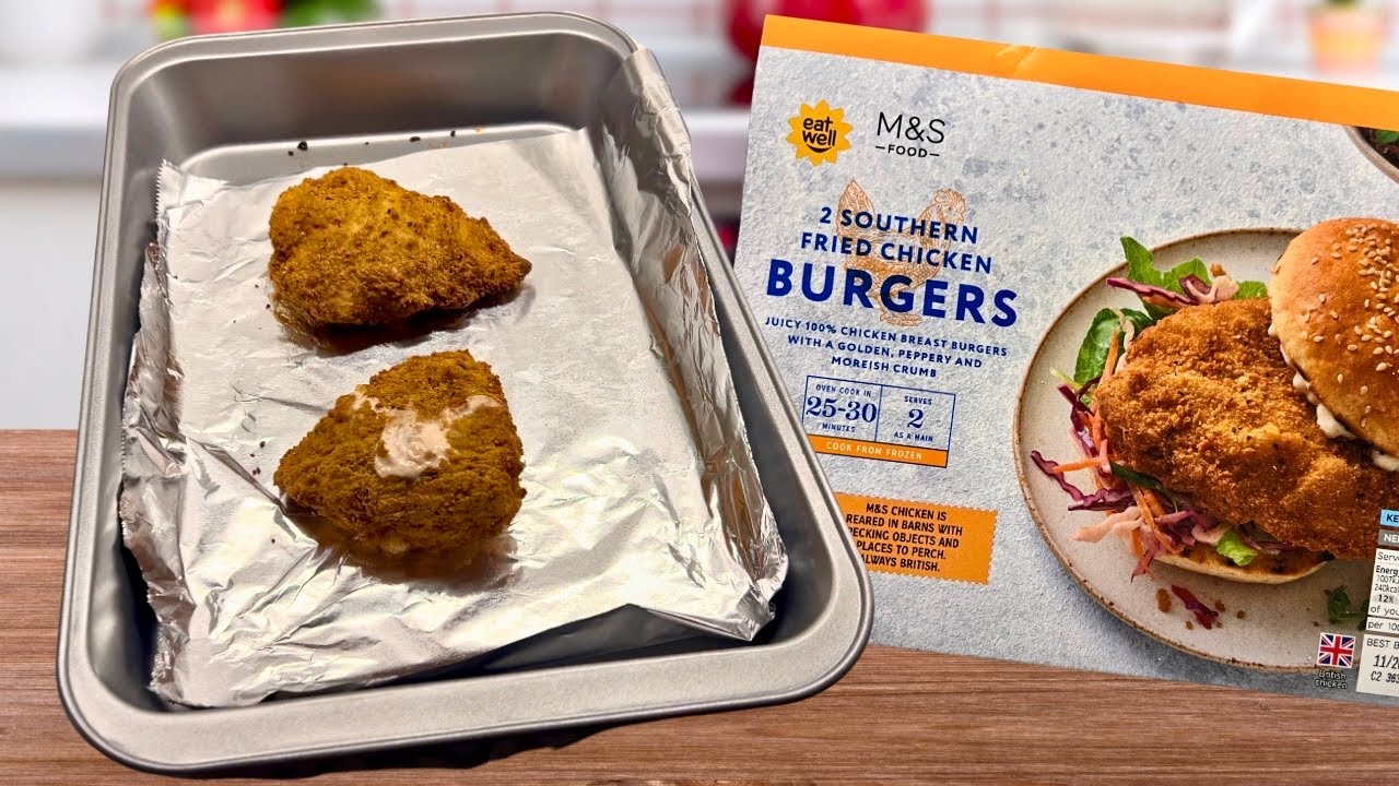 THE ULTIMATE 100% CHICKEN BREAST!! M&S 2 Southern Fried Chicken Burgers ...