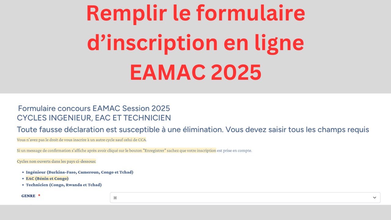 Comment s'inscrire en ligne au concours EAMAC 2025 : Guide complet pour Ingénieur, EAC et ...