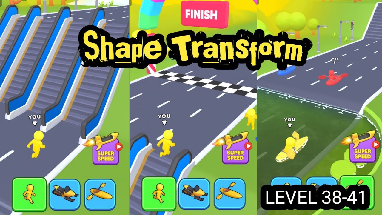 Gameplay Shape Transform level 38-41,run racing game, use self change ...