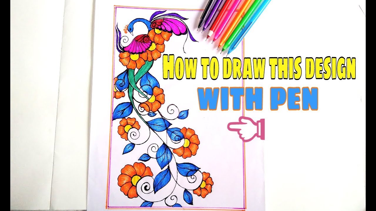 Floral design 14| How to draw a project frist page - YouTube