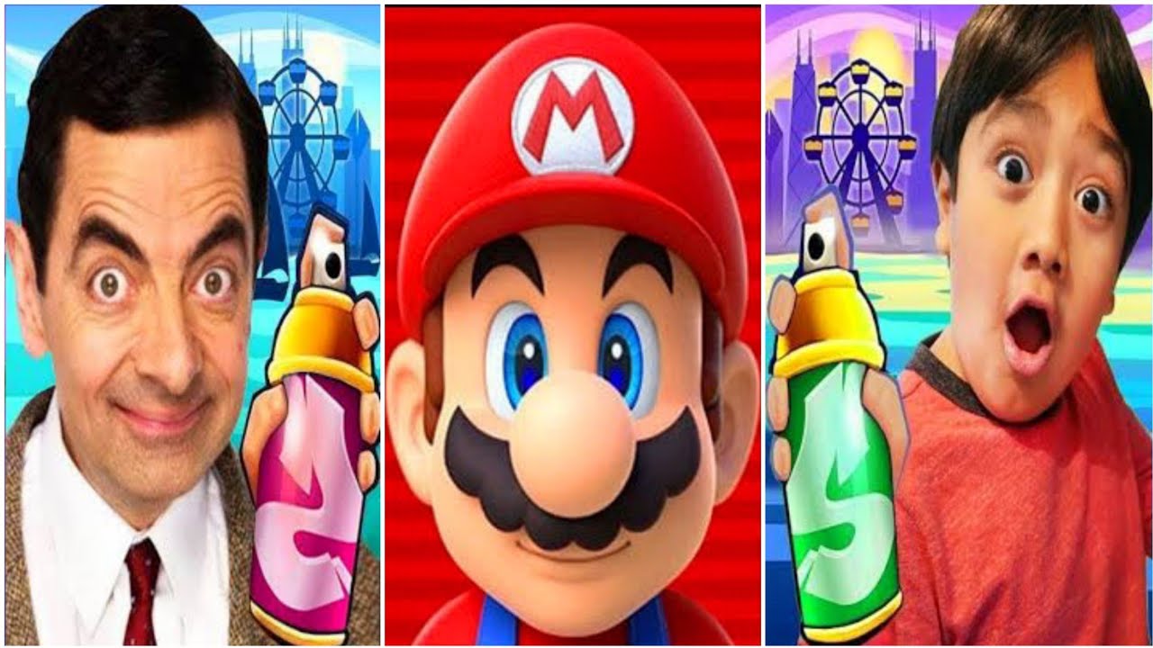 #tagwithryan #mrbean #mario Mr Bean Subway Jungle Run vs Super Mario ...