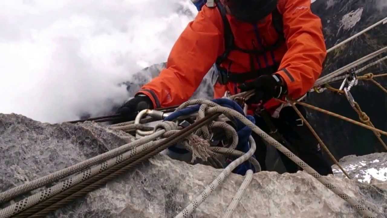 Tyrolean Crossing Cartensz Pyramid - YouTube