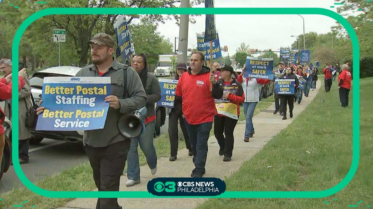Postal employees protest in Southwest Philadelphia - YouTube
