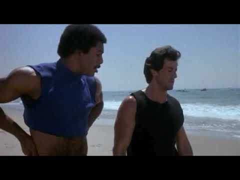 Apollo Creed Trains Rocky on the Beach race scene 1982 from the Movie Rocky III