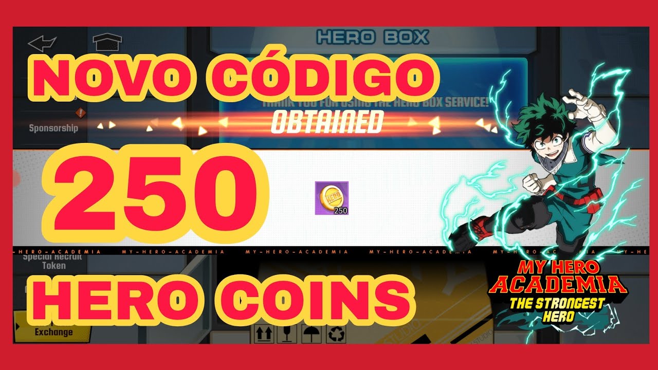 NOVO CÓDIGO COM 25O HERO COINS (MOEDAS) MHA THE STRONGEST HERO - YouTube