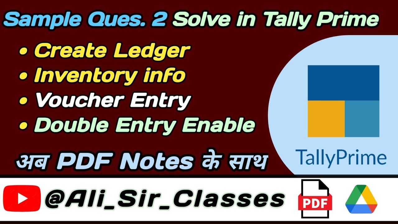 Tally Practice Questions by Ali Sir || Voucher Entry in Tally Prime ...