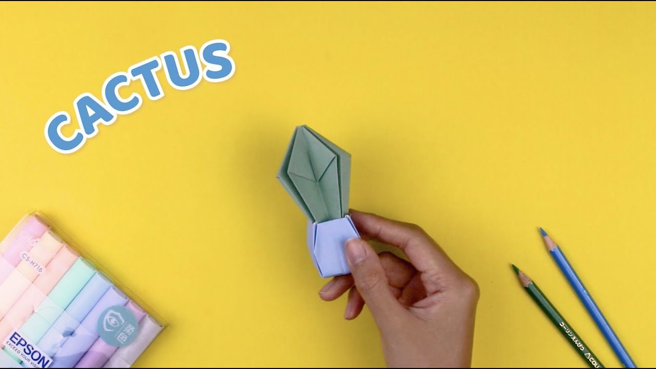 Easy Paper Origami Cactus with Pot 1 - YouTube