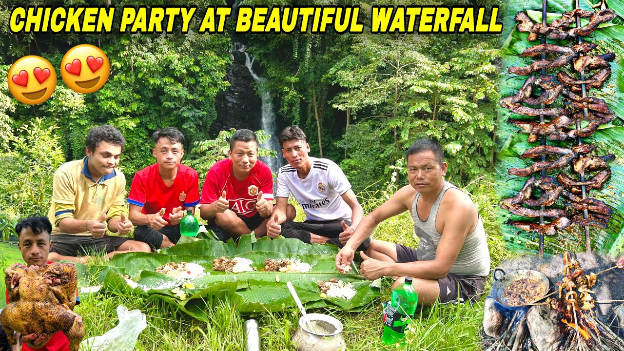 CHICKEN CURRY PARTY AT WATERFALL | CHICKEN SEKUWA | CHICKEN COOKING ...