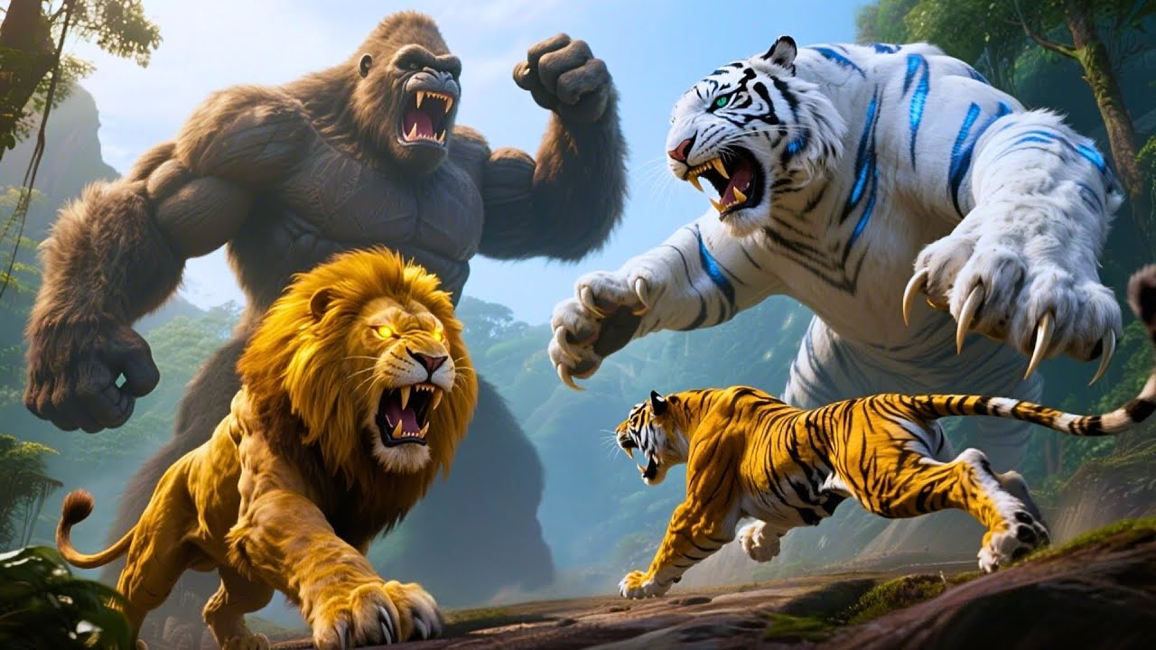 King kong vs White Tiger Battle to Save the City. | King kong Movie ...