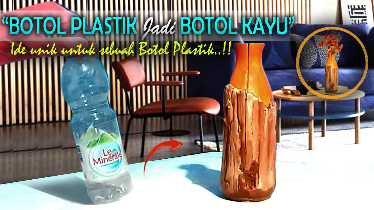 DIY II IDE KREATIF DARI BOTOL PLASTIK II CARA MEMBUAT VAS BUNGA MOTIF ...