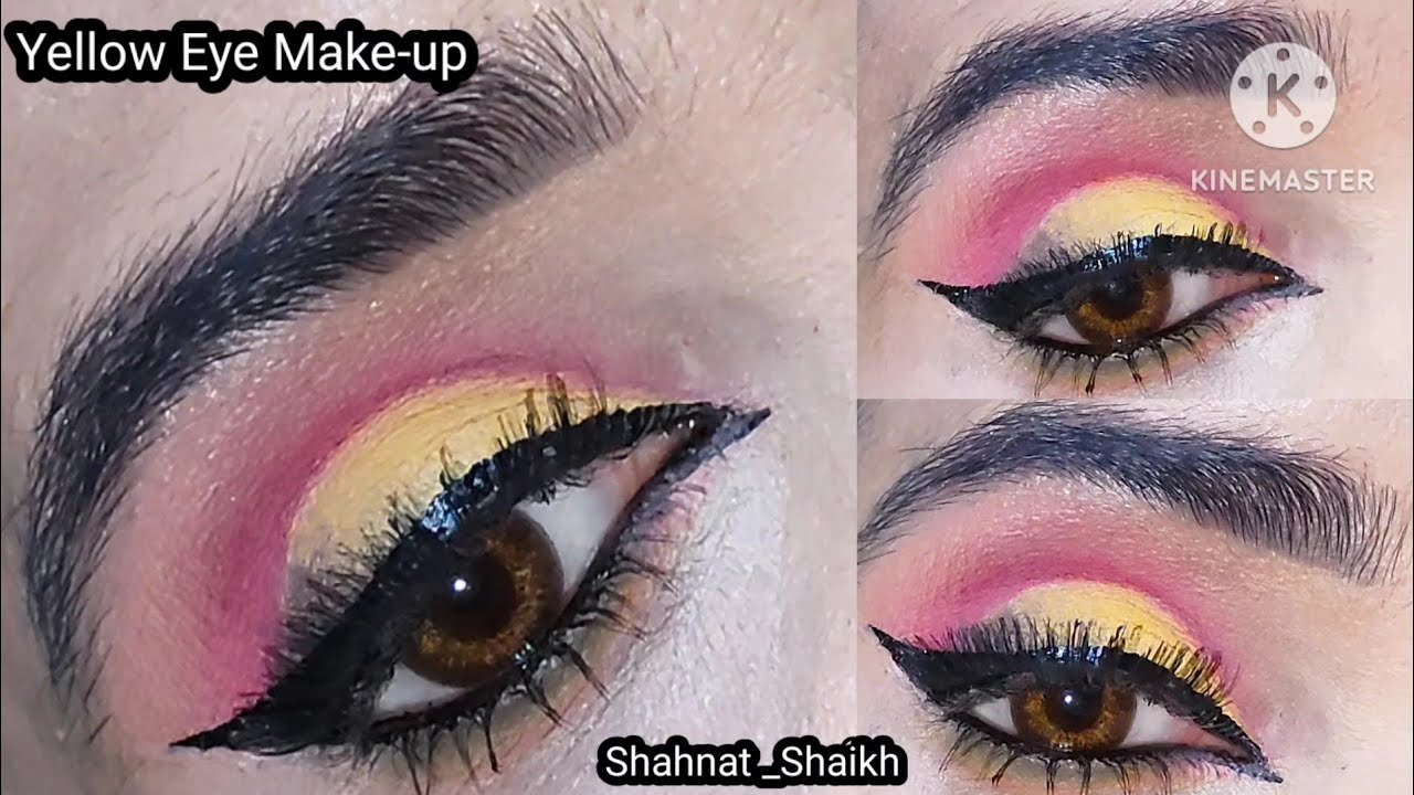 Yellow Eye Make-up Tutorial With Winged Eyeliner |@shahnat_shaikh | #yelloweyes - YouTube