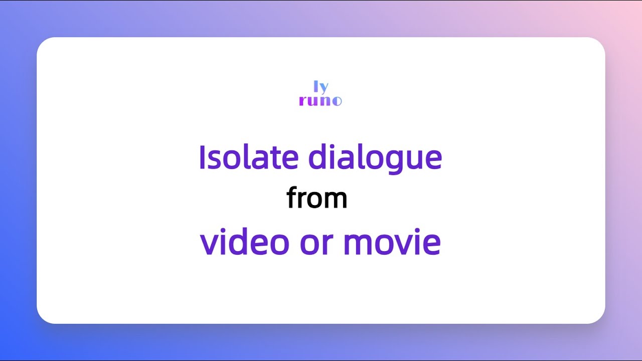 Isolate Dialogue from Video | Dubbing assistant - YouTube
