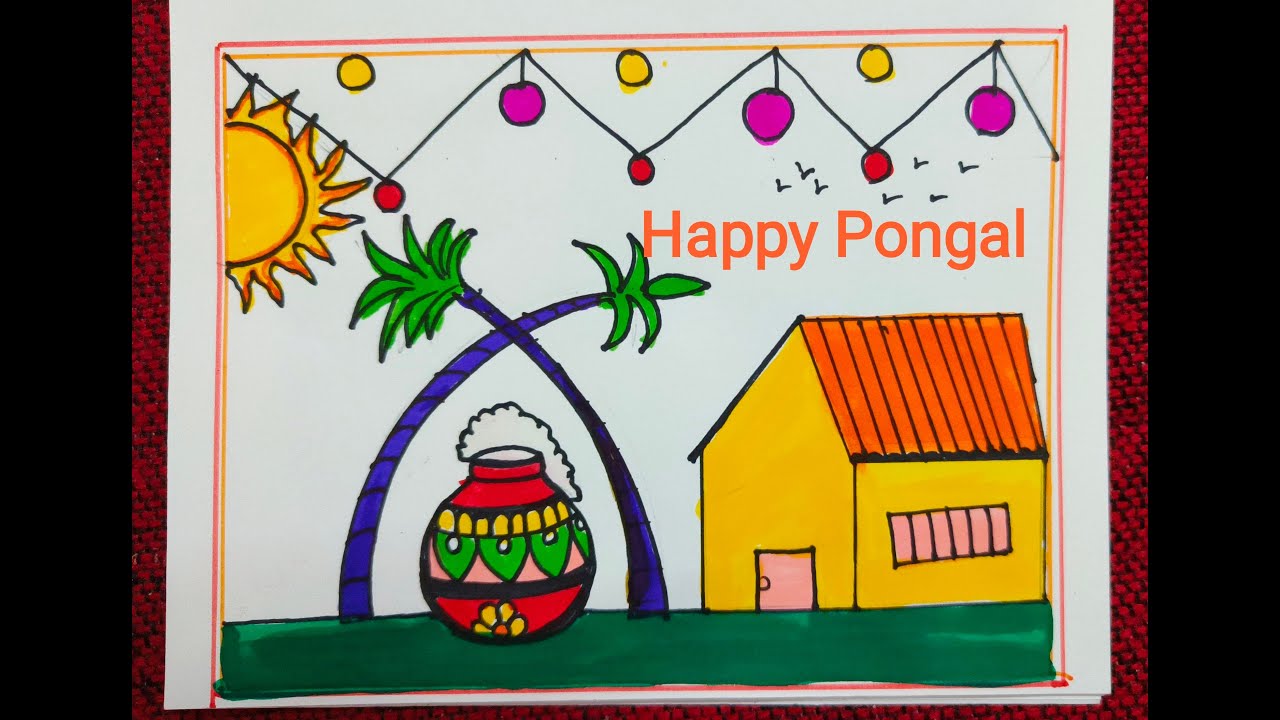 Happy Pongal Drawing | Pongal Festival Drawing | How to draw easy ...
