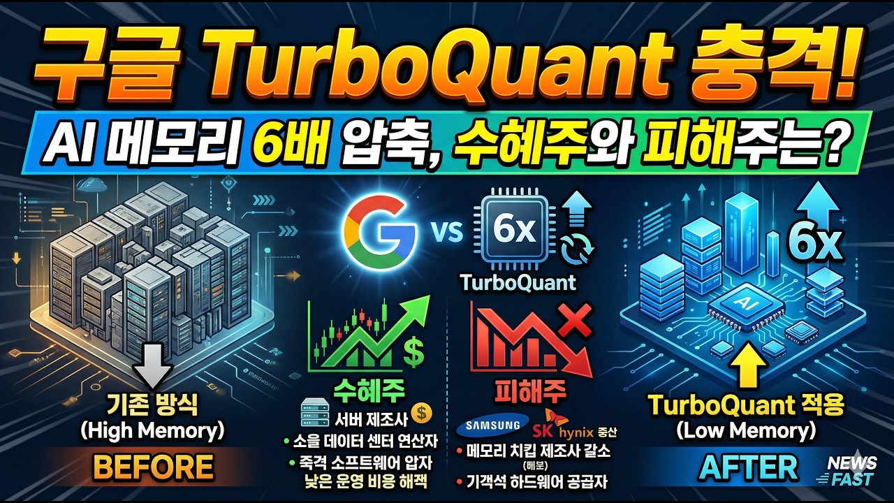 구글 TurboQuant 충격! AI 메모리 6배 압축, 수혜주와 피해주는? - YouTube