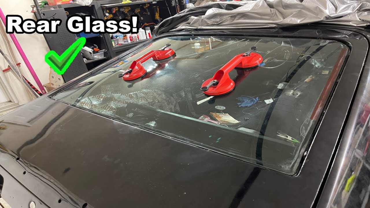 Installing The Rear Glass In The Black Ford Mustang! Ford Mustang II ...