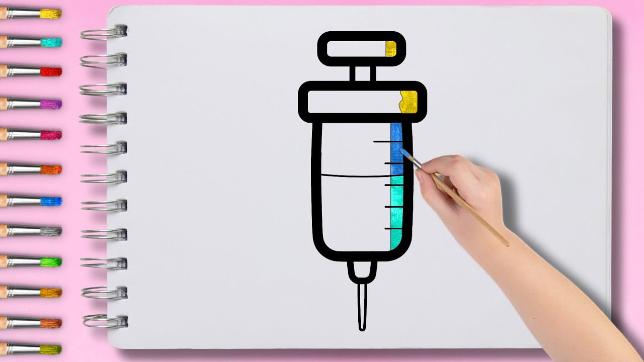 How to draw a Injection | painting and coloring injection for kids and ...