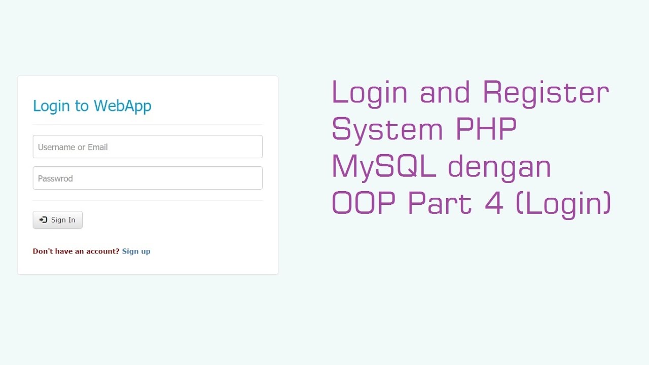 Login and Register System PHP MySQL dengan OOP Part 4 (Login) - YouTube