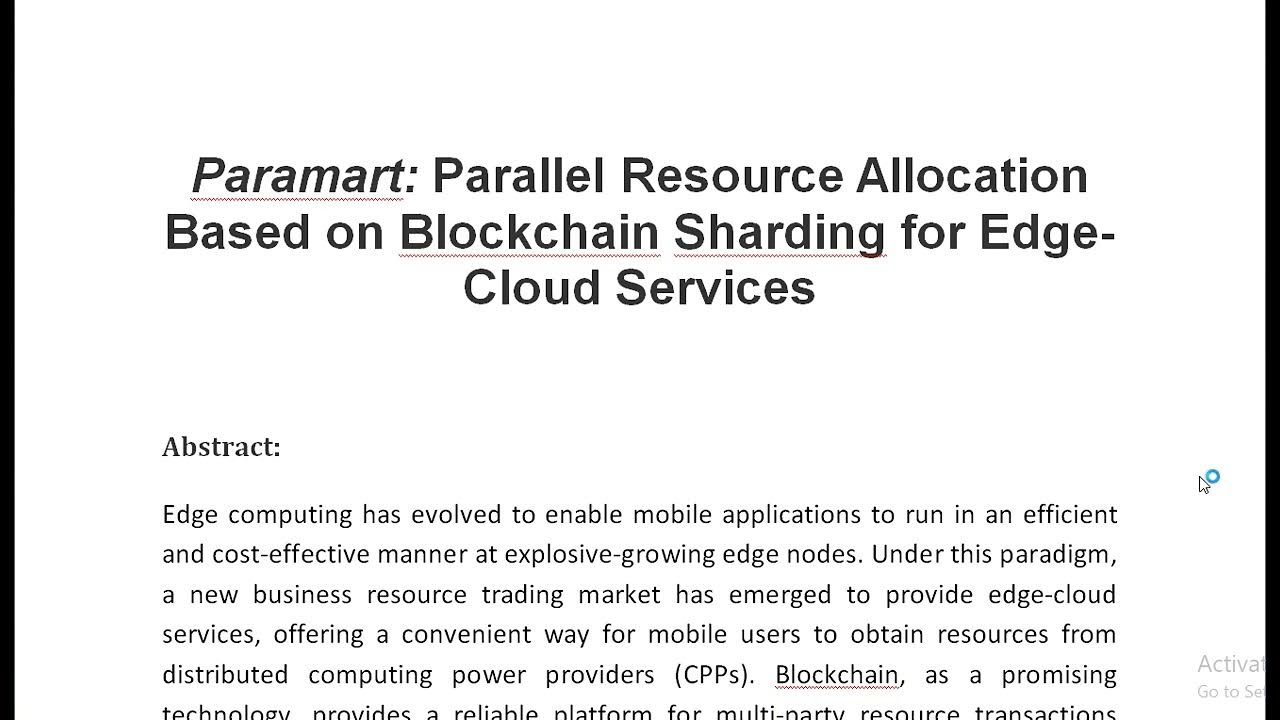 Paramart Parallel Resource Allocation Based on Blockchain Sharding for Edge Cloud Services - YouTube