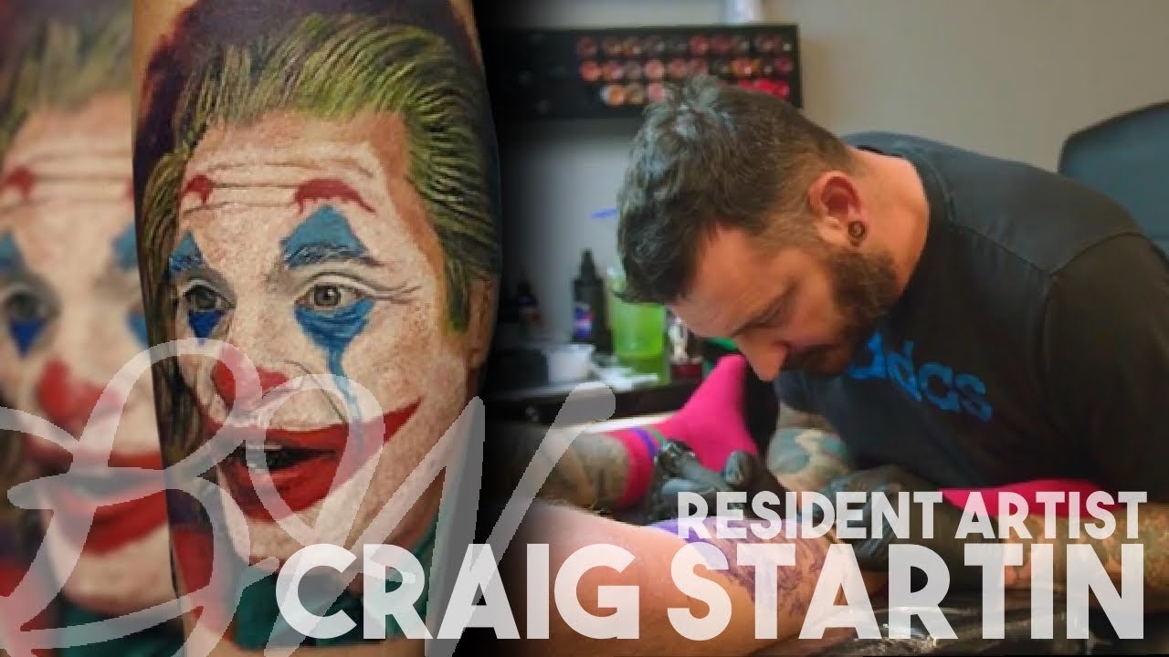 JAOQUIN PHEONIX JOKER COLOUR PORTRAIT TATTOO | Craig Startin @ BW Tattoo Studios Lichfield - YouTube