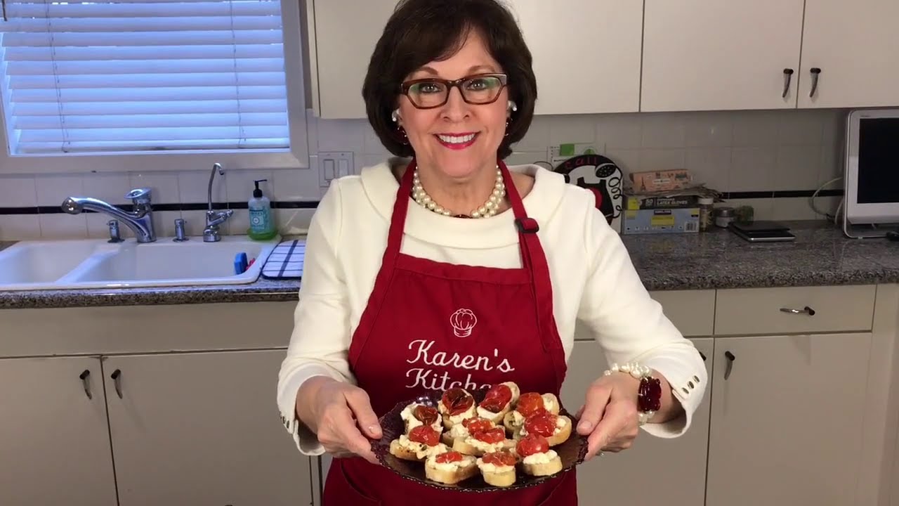 Karen's Kitchen #42 - Roasted Tomato & Feta Cheese Appetizer - YouTube