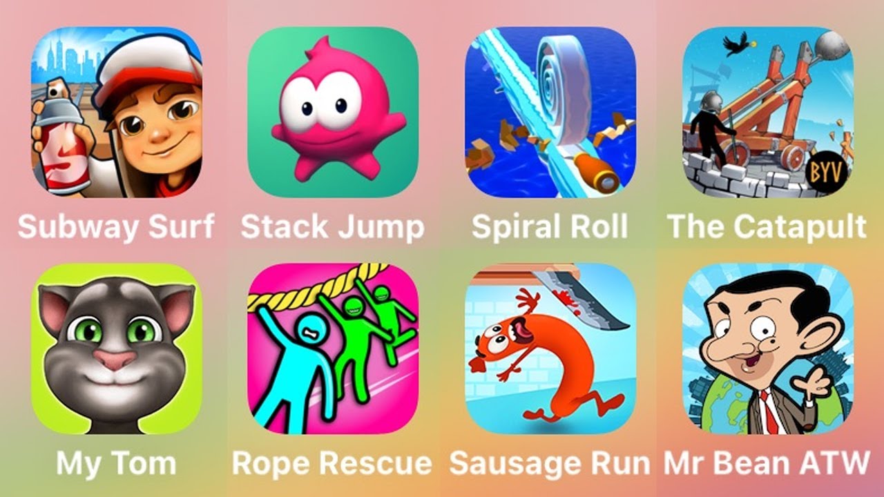 Subway Surf, Stack Jump, Spiral Roll, The Catapult, My Tom, Rope Rescue ...