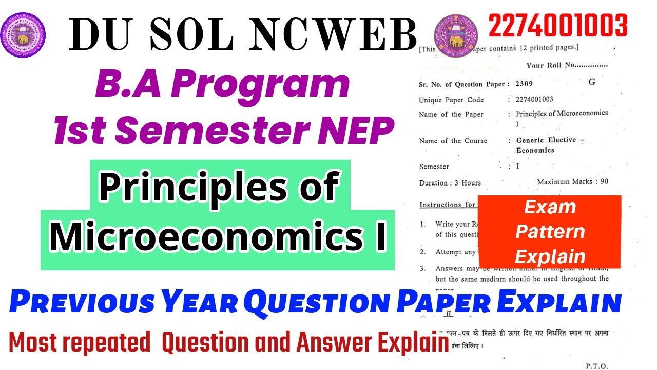 DU SOL NEP 1st Semester Economics Principles of Microeconomics I ...