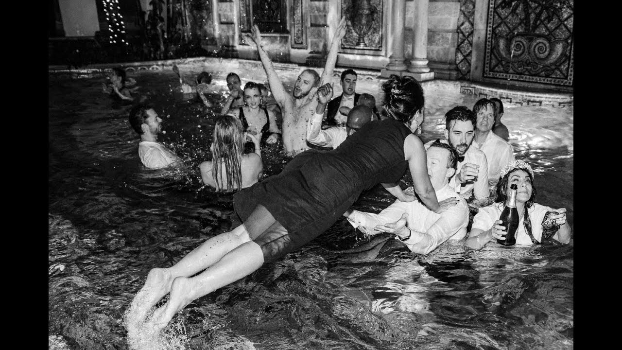 Swimming at the Versace Mansion Pool - Wedding Reception - YouTube